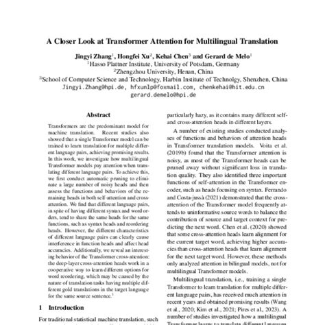 A Closer Look At Transformer Attention For Multilingual Translation Acl Anthology