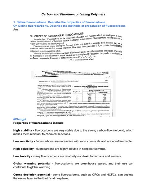 Carbon And Fluorine Containing Polymers Pdf Chlorofluorocarbon Ozone Depletion
