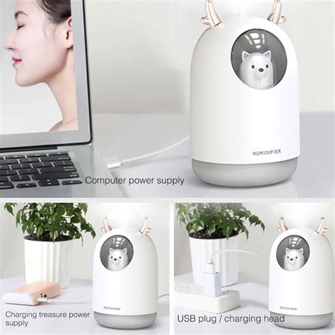Cute Bear Humidifier Office Desktop Large Capacity Usb Antler Shape