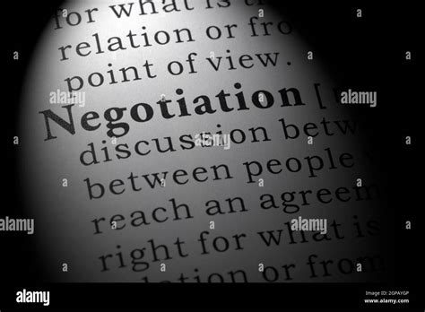 Fake Dictionary Dictionary Definition Of Negotiation Stock Photo Alamy