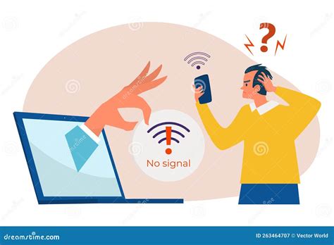 Wireless Connection Problem Concept Vector Illustration Flat Man