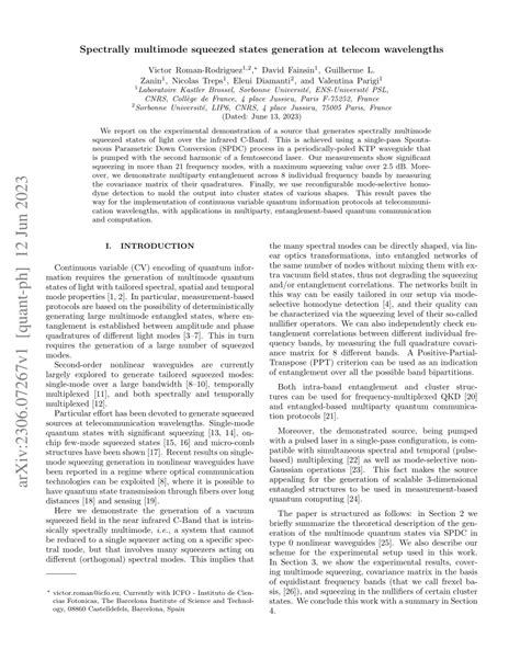 Pdf Spectrally Multimode Squeezed States Generation At Telecom Wavelengths
