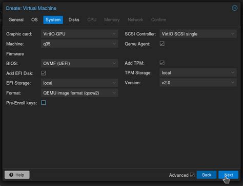 ideal proxmox settings for a linux vm