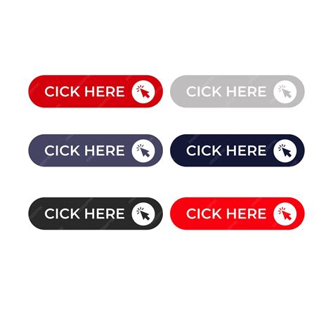 Premium Vector Click Here Button With Arrow Pointer Clicking Icon Click Here Vector Web Button
