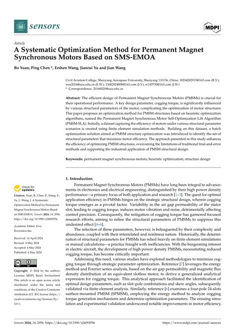 pdf a systematic optimization method for permanent magnet synchronous