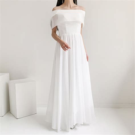 Dress205 셀프웨딩 오프숄더 롱드레스 에이블리