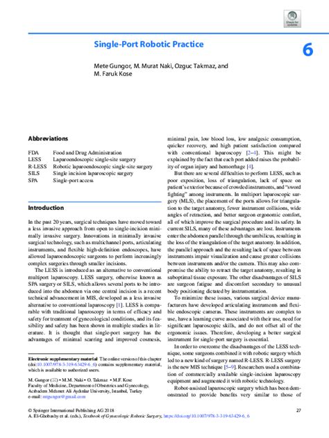 Pdf Single Port Robotic Practice