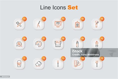 선 마술 지팡이 색상 팔레트 가이드 페인트 브러시 지우개 고무 양동이 만년필 펜촉 마커 및 아이콘을 설정합니다 벡터 고무에 대한