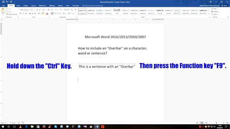 ms word 2016 how to draw an overbar above your college degree youtube