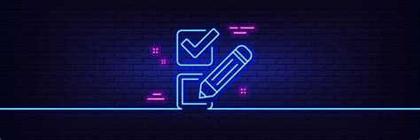 Checkbox Line Icon Survey Choice Sign Neon Light Vector Image