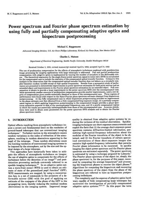 Pdf Power Spectrum And Fourier Phase Spectrum Estimation By Using