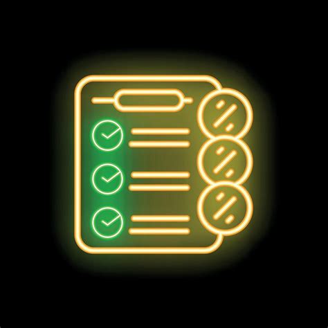 Neon Icon Of Clipboard With Checklist And Coins Representing Task