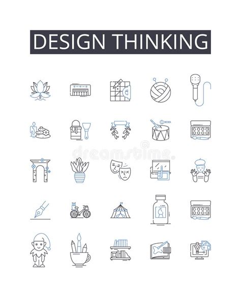 Design Thinking Line Icons Collection Efficiency Procedures Systematics Processes Resources