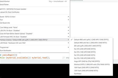 esp32 s3 partitionierung ändern deutsch arduino forum