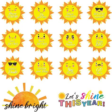 70 Pieces Sun Bulletin Board Cutouts Colorful Spring