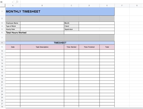 Free Timesheet Template Printable Pdf