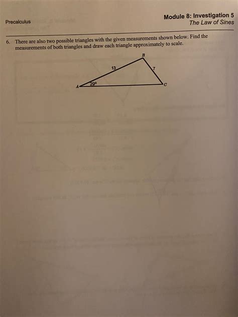 Solved Precalculus Module 8 Investigation 5 The Law Of