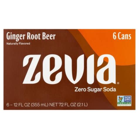 Zevia Ginger Root Beer Zero Sugar Soda 355 Ml 6 Count Gourmet