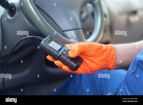Man Using Car Diagnostic Scan Tool Stock Photo Alamy