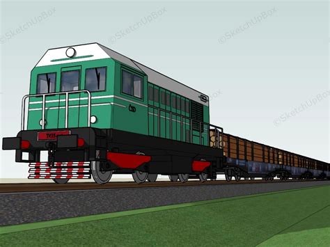 Timber Freight Train Sketchup 3d Model Skp File Download Sketchupbox