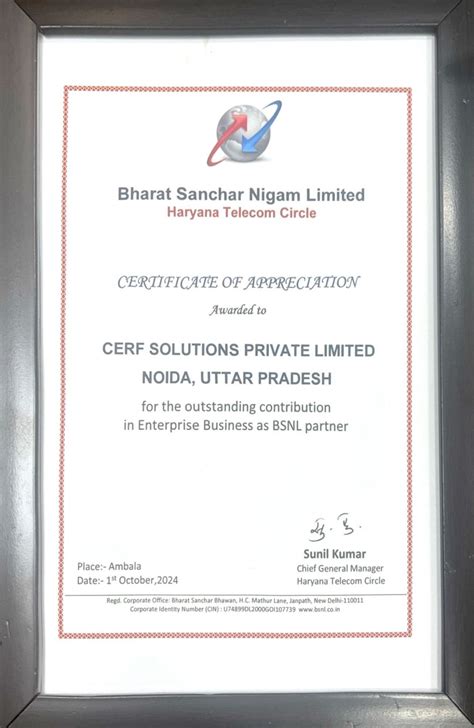 Certificateofappreciation Humbled Thanks Cerf Solutions Pvt Ltd