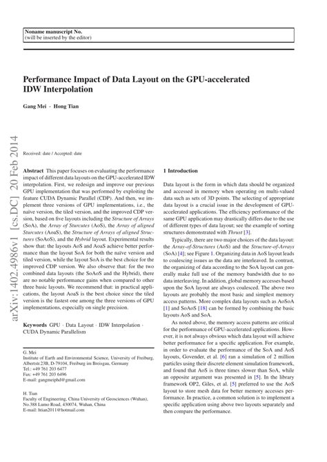 Pdf Impact Of Data Layouts On The Efficiency Of Gpu Accelerated Idw