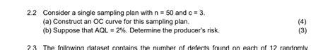 solved 2 2 ﻿consider a single sampling plan with n 50 ﻿and