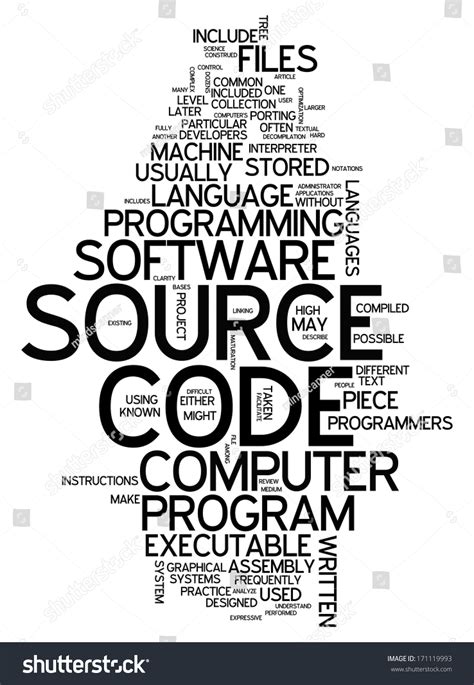 word cloud source code related tags stock illustration 171119993