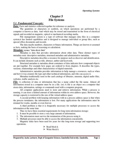os chapter 5 file management pdf file system computer file