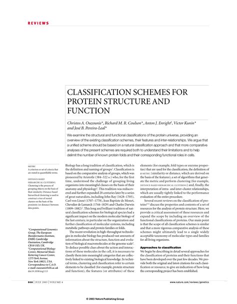 Pdf Classification Schemes For Protein Structure And Function