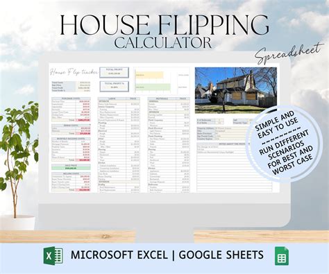 House Flipping Calculator Real Estate Property Budget Planner Excel