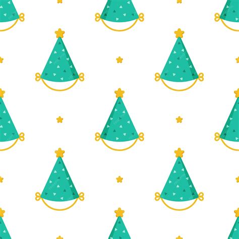 Premium Vector Cute Party Hats Seamless Pattern On White Background