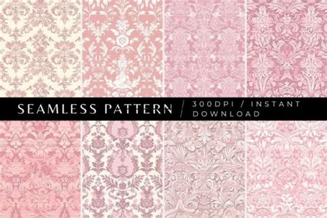 Pastel Pink Damask Seamless Patterns Graphic By Inknfolly · Creative Fabrica
