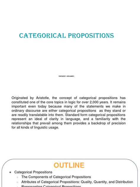 Categorical Proposition Lecture Note Pdf Argument Logic