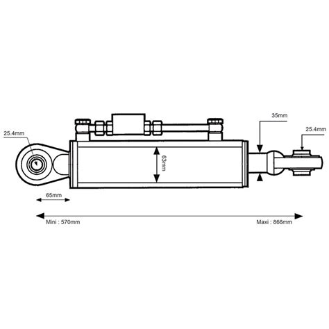 Hydraulic Top Link Cat 22 Ballball 570 866mm Centres Supplied Cw