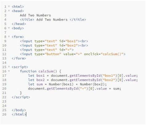 Create A Simple Addition Calculator With Html And Javascript