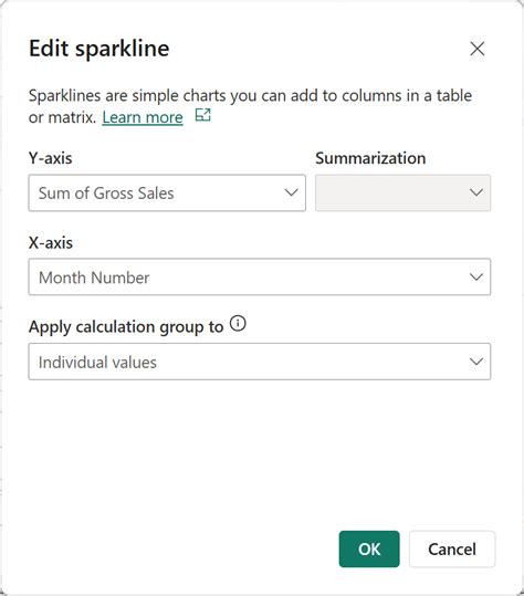 create sparklines in a table or matrix in a report power bi