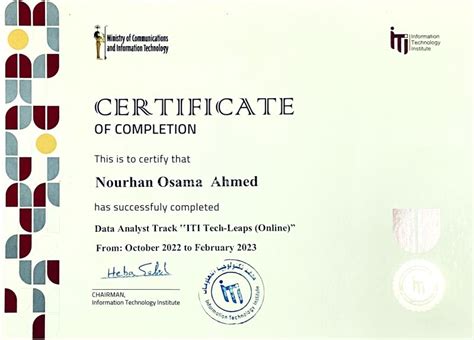 Completed Data Analysis Track At Iti Nourhan Osama Posted On The Topic Linkedin