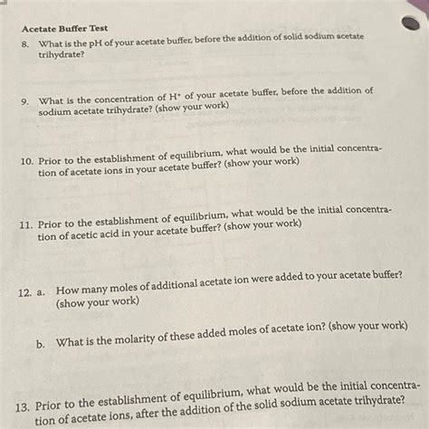 Solved Part A Buffers 1 Phosphate Buffer Volume Of 1 0m