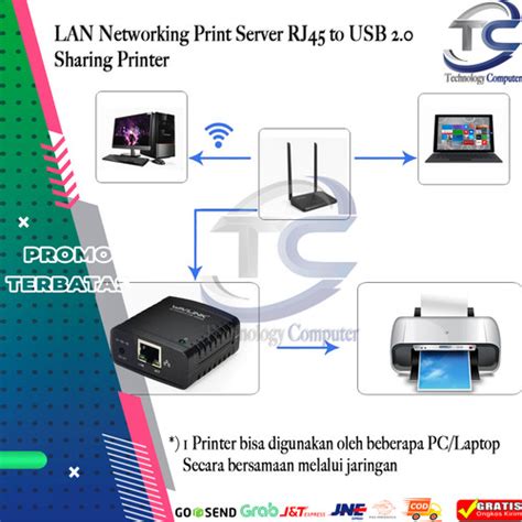 Jual Networking Printer Server LAN RJ45 To USB 2 0 Printer Sharing Window Jakarta Pusat