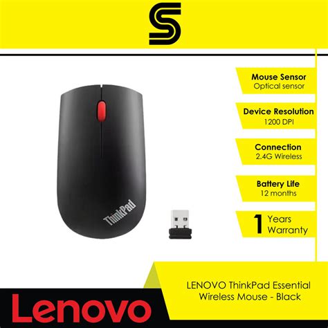 LENOVO ThinkPad Essential Wireless Mouse Black Shopee Malaysia
