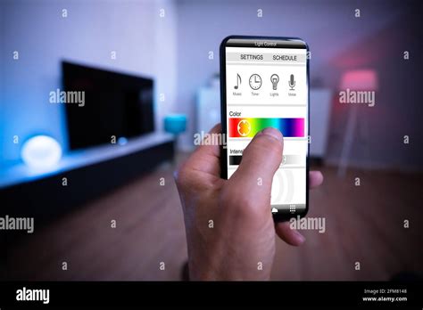 Smart Light Control Using Mobile Phone And Smarthome Stock Photo Alamy