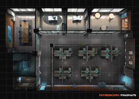 Office Floor Frag Maps Salas De Informática Rpg Map Mapa