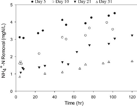 Ammonium Removal Influent Nh 4 þ N Minus Effluent Nh 4 þ N In The