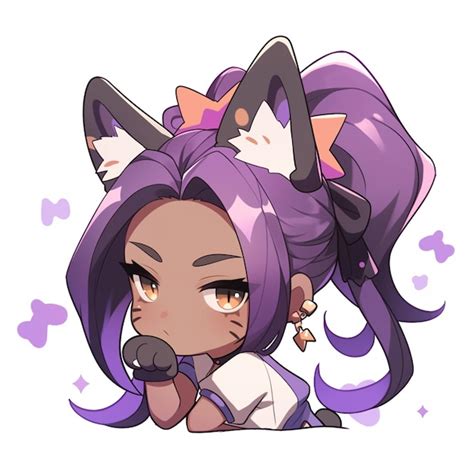 Premium Ai Image Anime Girl With Purple Hair And Ears With A Cat Ears
