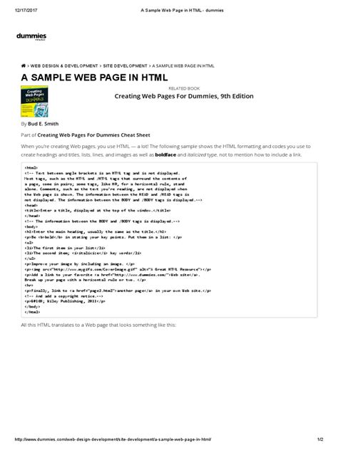 a sample web page in html creating web pages for dummies 9th edition