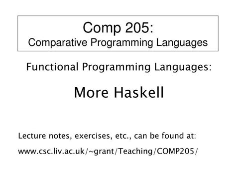 Ppt Comp 205 Comparative Programming Languages Powerpoint