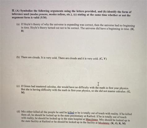 Ii A Symbolize The Following Arguments Using The