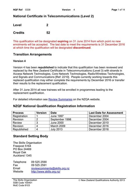 National Certificate In Telecommunications Level 2 Level 2 Nzqa