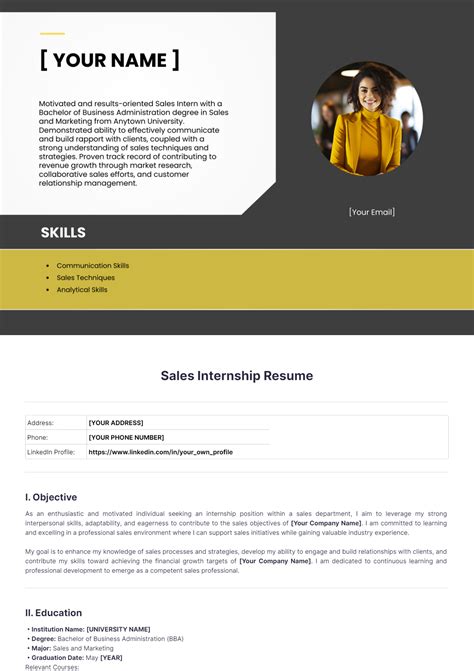Internship Resume Templates Internship Resume Template Word Download